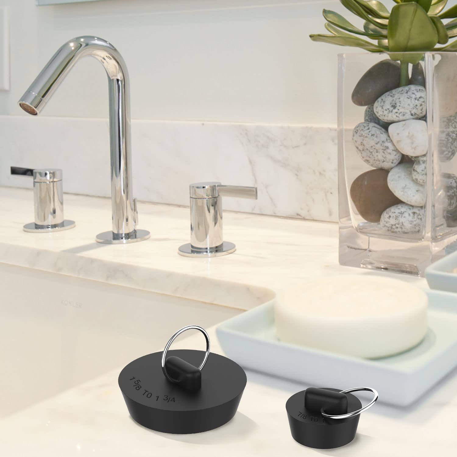 AIYUENCICI 4 Pieces Bath Tub Drain Stoppers, Sink Bathtub Plug Rubber Pool Plugs Bathtub Caps Water Stopper Seal with Hanging Ring for Kitchen Bathroom Laundry Bar