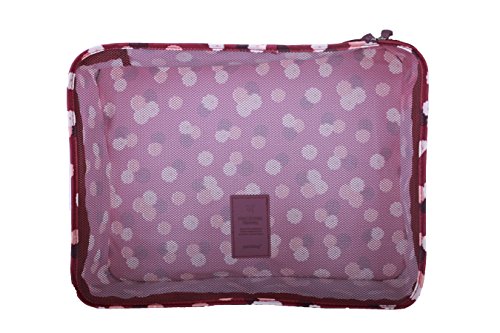 6 sets travel Organizers Packing Cubes Luggage Organizers Compression Pouches (Wine Daisy)