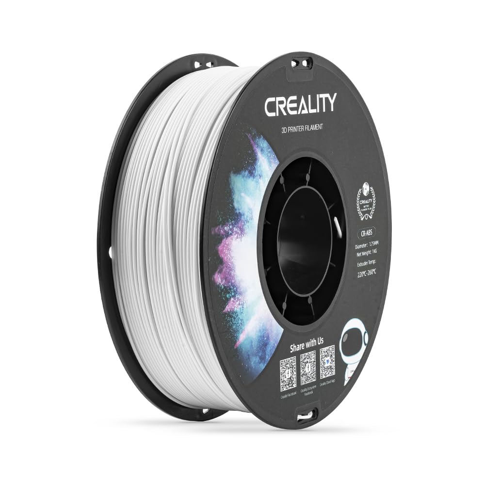 Creality ABS Filament 1.75mm, 3D Printing Filament, Excellent Resistance, Odorless Non-Toxic, Stability, Tough, 1kg(2.2lbs) ABS Filament 1.75 for 3D Printer (White)