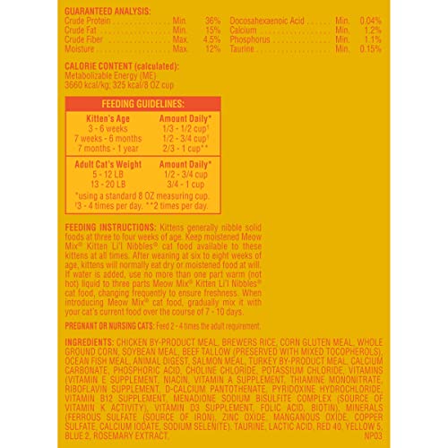 Meow Mix Kitten Li'L Nibbles Dry Cat Food, 3.15 Pound Bag (Pack of 4)
