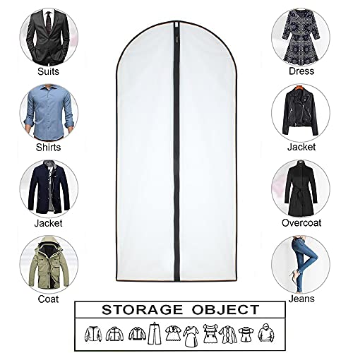 HomeClean Garment Bag (Set of 6) Black Side Breathable Clear Full Zipper Bags for Clothes Storage (24'' x 40'', Black)