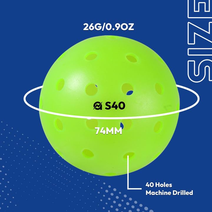 A11N S40 Outdoor Pickleball Balls- USAPA Approved, 6-Pack, Neon Green