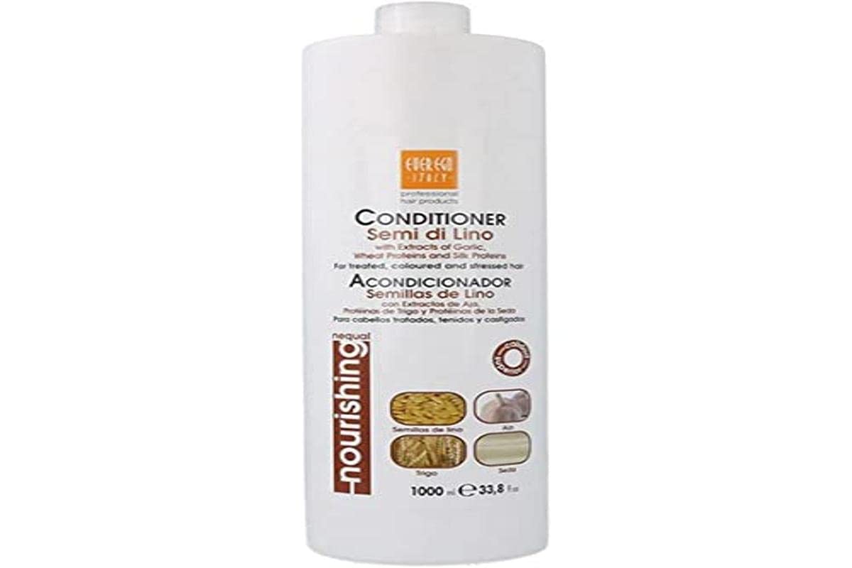 Ever Ego Italy Linseed Oil Conditioner For Damaged, Bleached or Colored Hair | Nourishing And Hydrating Hair Care Product For Men And Women | 1L Bottle