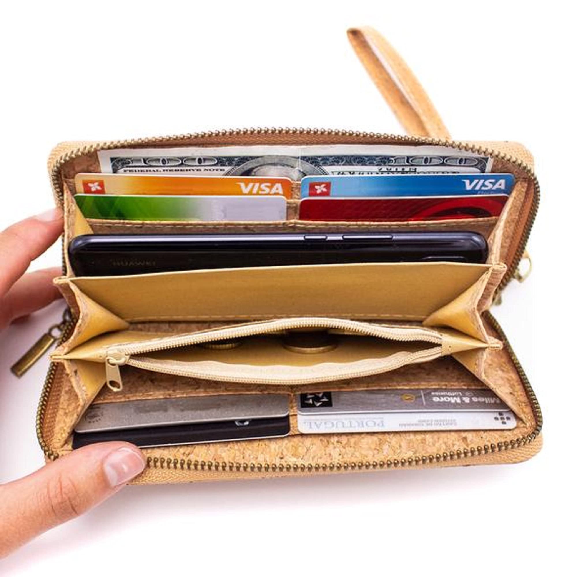 Cork Culture Handmade Mandala Cork zipper wallet for women Vegan Sustainable gift lightweight