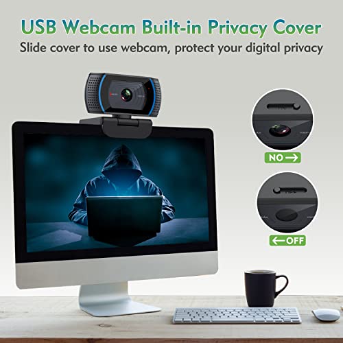 Angetube Webcam with Microphone and Privacy Cover,PC Camera Autofocus Webcam,1080P USB Web Camera with Software Control for Mac and Windows, PC Computer Camera Compatible with Zoom/Skype/Teams/OBS