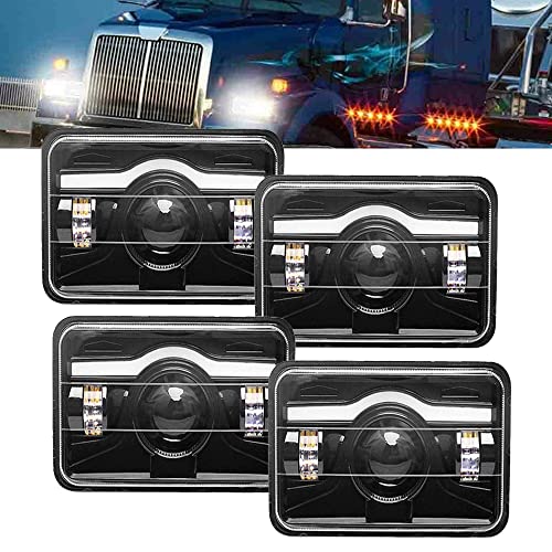 AUTOFU 4PCS 4X6 LED Headlights DRL for Chevy Pick Up Trucks C10 C20 K10 K30 K5 Blazer Suburban (1981 to 1987), Sealed Beam High Low H4651 H4642 H4652 H4656 H4666 H4668 H6545 Conversion Kit