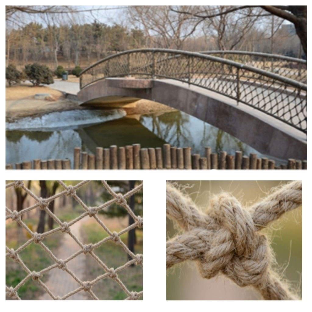 Heavy Duty Hemp Rope Cargo Net for Kids' Tree House, Stair & Balcony Safety - Outdoor Hammock & Playground Net (1 * 10m/3 * 33ft)