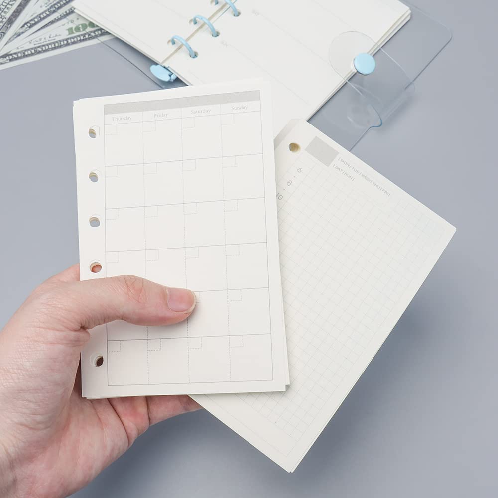 A7 Refill Paper 3 Pack Undated Daily&Weekly&Monthly Binder Inserts 6-Hole Punched Filler Paper Planner Refills, 135 Sheets/270 Pages Refillable Planner Binder Paper for A7 Planner Inserts