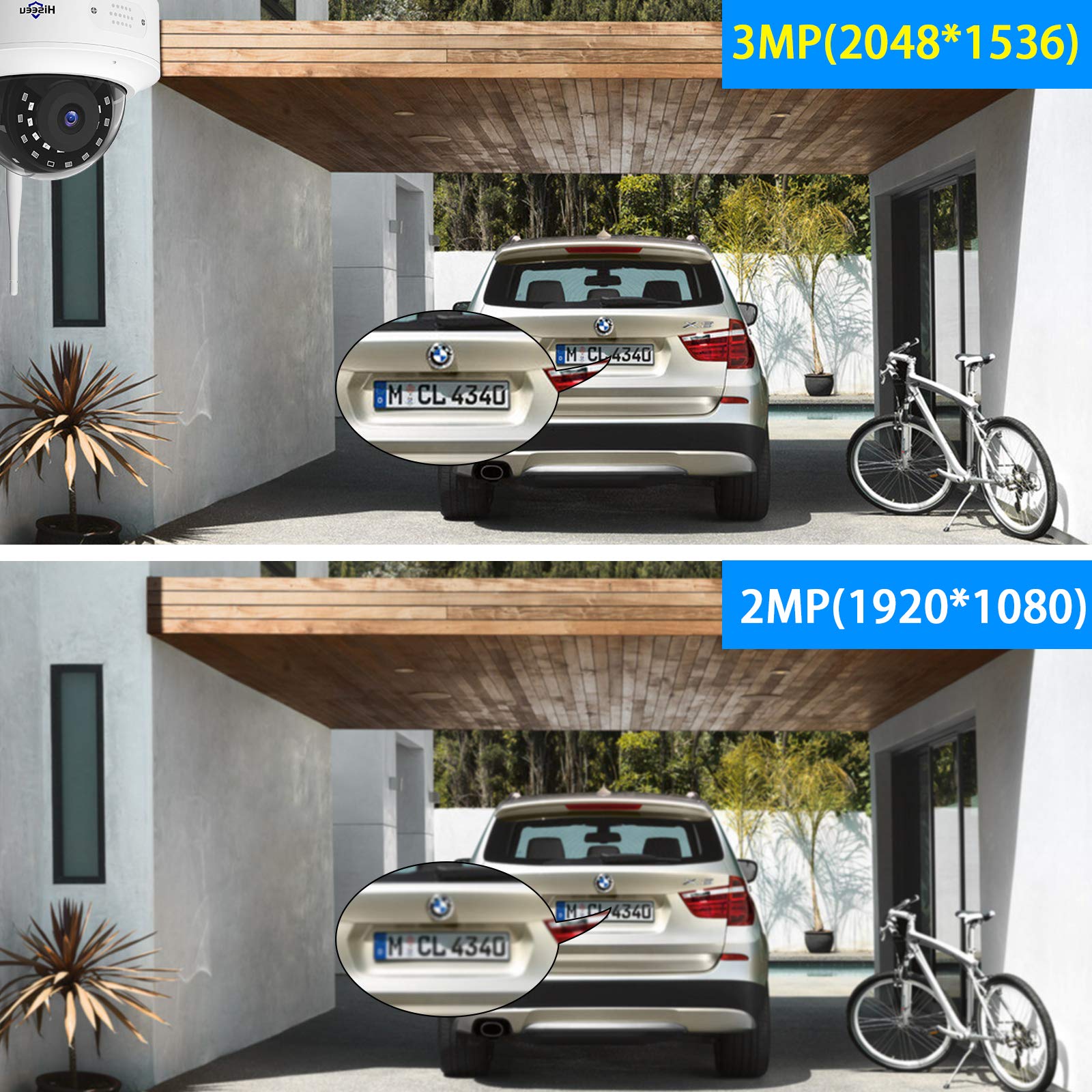 Hiseeu 2K Security Camera Outdoor, Dome Surveillance IP Camera wit Two-Way Audio IP66 Waterproof, Motion Detection,Night Vision,Not PTZ Camera Compatible Wireless Camera System
