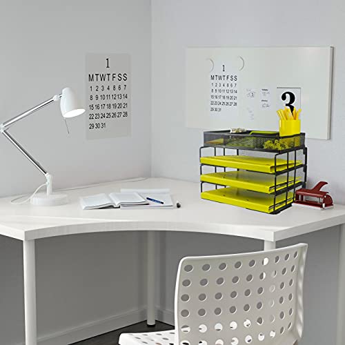 Meshist Paper Letter Tray Organizer, 3 Tier Stackable Desk File Organizer with Sorter,Black