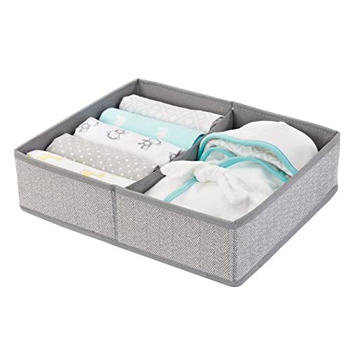 mDesign Fabric Drawer Organizer Bin Dividers for Kids/Baby Nursery Dresser, Closet, Organization - Bins Hold Clothes, Diapers, Cream, Toy, Blankets - 3 Pack, Gray Herringbone