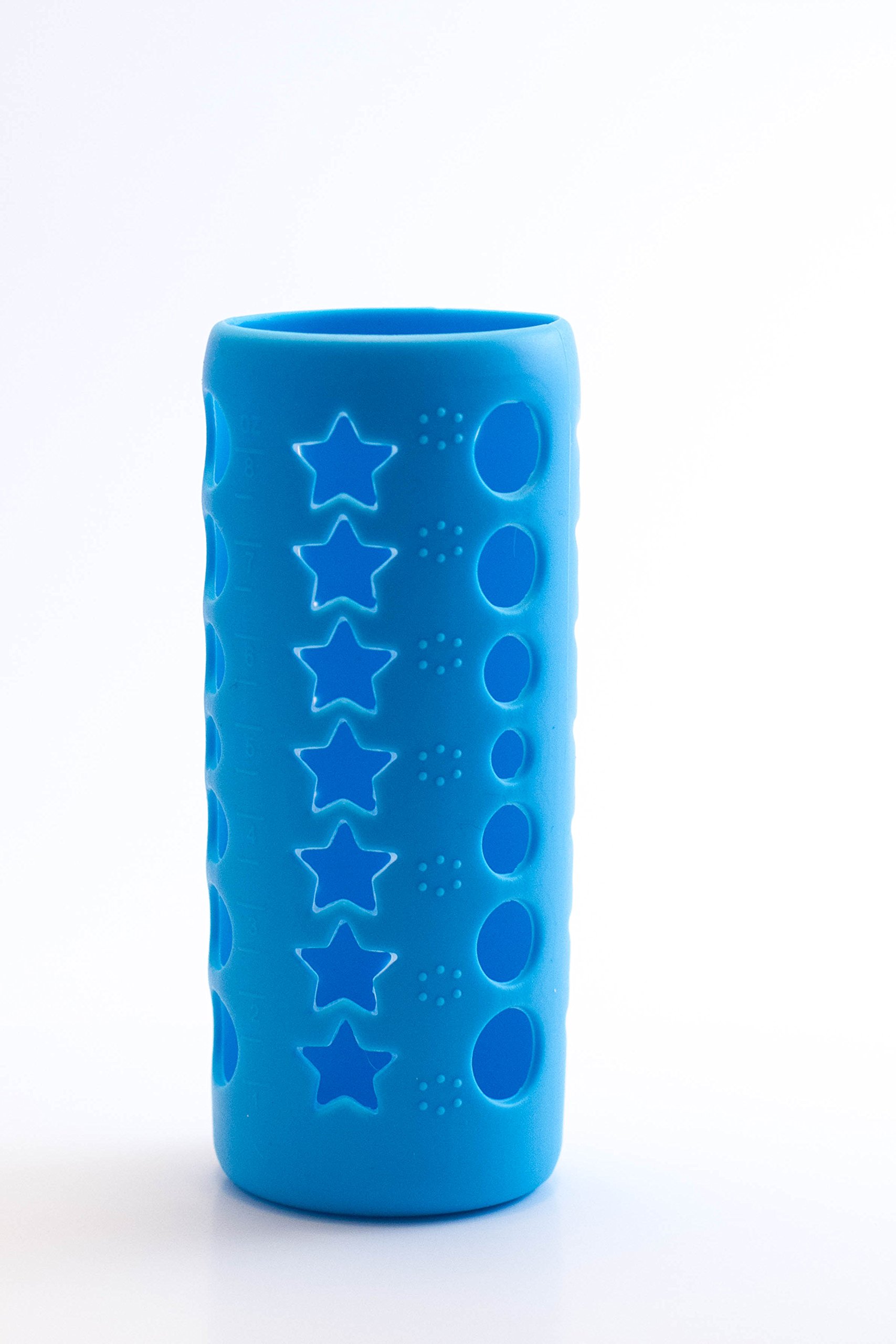 Silicone Glass Baby Bottle Cover by HNR - 2 Pack Blue