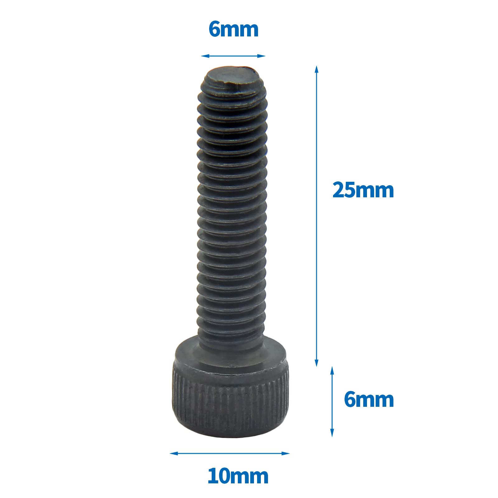 Augiimor 30PCS M6 x 25mm Socket Head Cap Screws 1mm Pitch Alloy Steel, Black Oxide Hexagon Socket Cap Head Bolts Screws