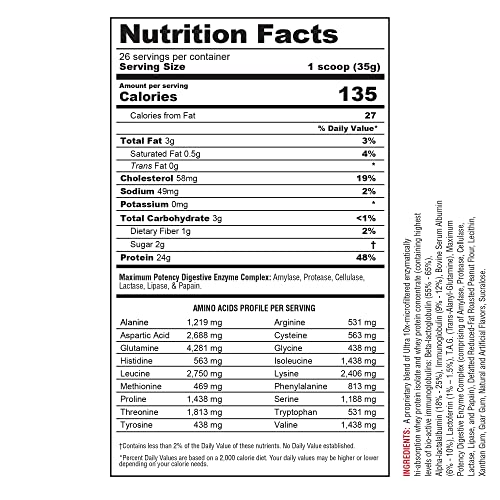 Metabolic Nutrition, Protizyme, 100% Whey Protein Powder, High Protein, Low Carb, Low Fat with Digestive Enzymes, 24 Essential Vitamins and Minerals, Peanut Butter Cookie, 2 Pound