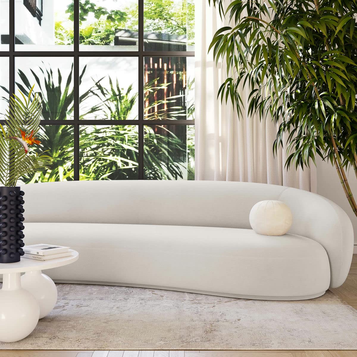TOV Furniture Kendall Cream Velvet Upholstered120 Sofa