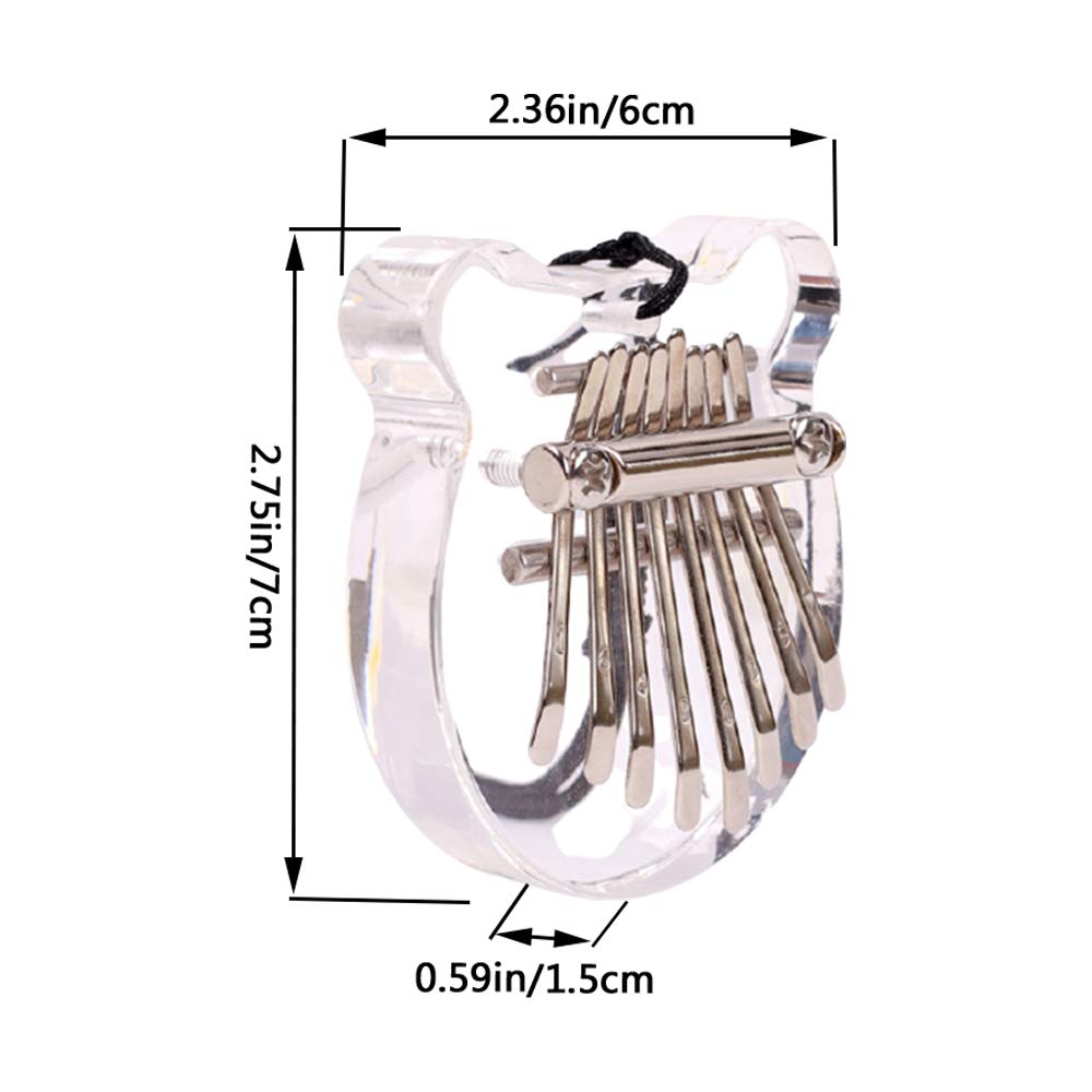 8 Key Kalimba Thumb Piano, Super MiNi Transparent Acrylic Finger Piano Musical Instrument Suitable for Beginners and Children's Toys.