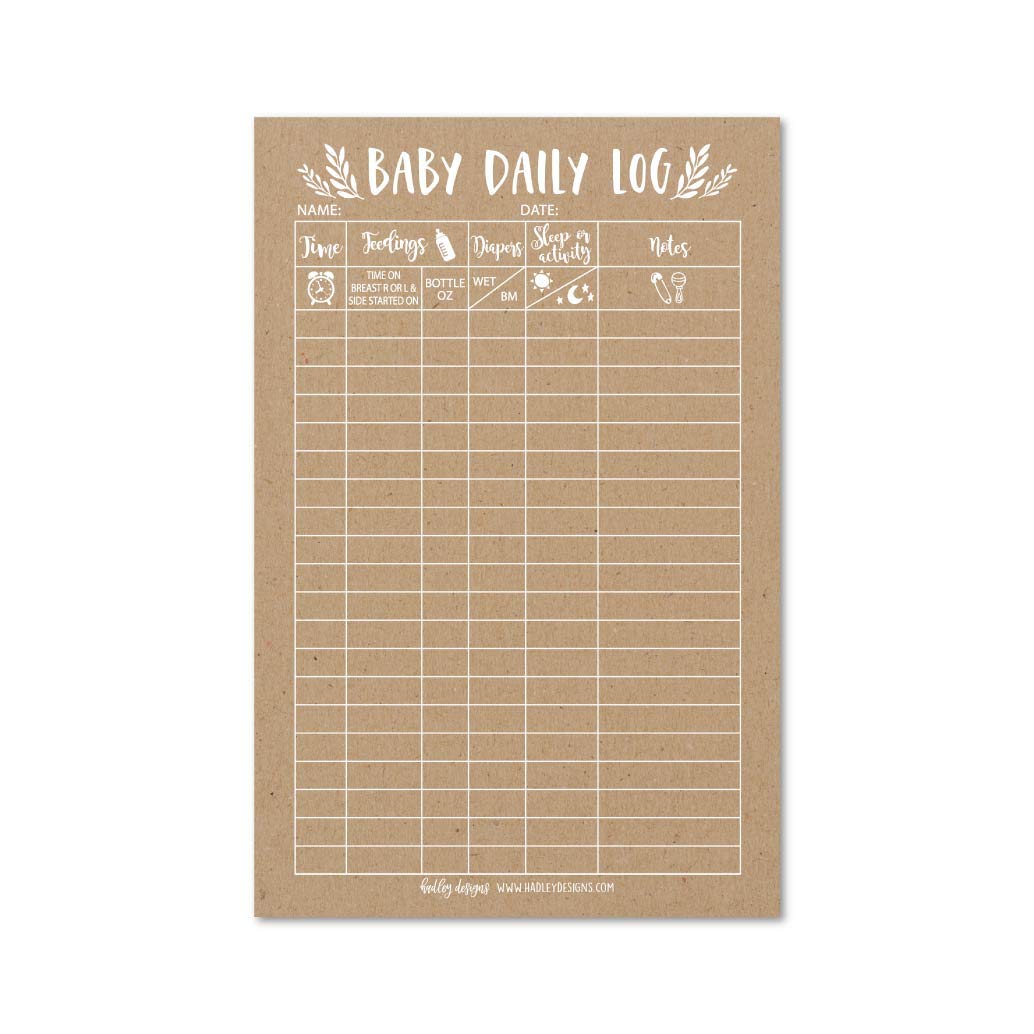 Newborn Baby Log Tracker Journal Book, Infant Daily Schedule, Feeding Food Sleep Naps Activity Diaper Change Monitor Notes For Babies, Mommy Nursing or Breastfeeding Record Tracking Chart 50 Sheet Pad