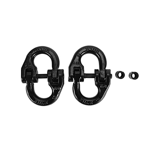 BACLAUGH 2pc 1/2 inch Coupling Link Tow Hitch Safety Chain Hammer Lock Grade 80 Black for Truck