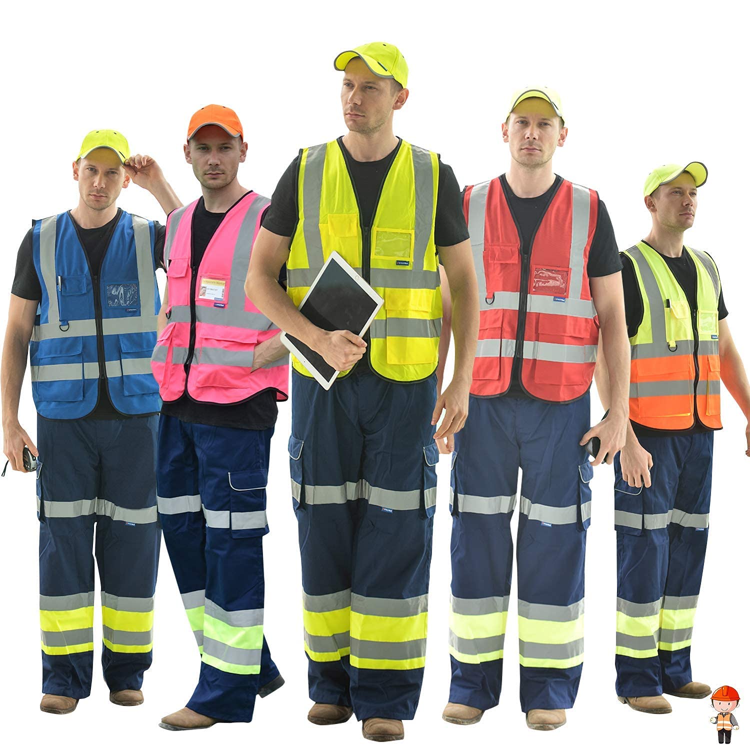 A-SAFETY Pink High Visibility Vest,Reflective Safety Vest Workwear 7 Pockets Hi Vis Durable Vest with Reflective Tapes 4 Lower Pockets,Small