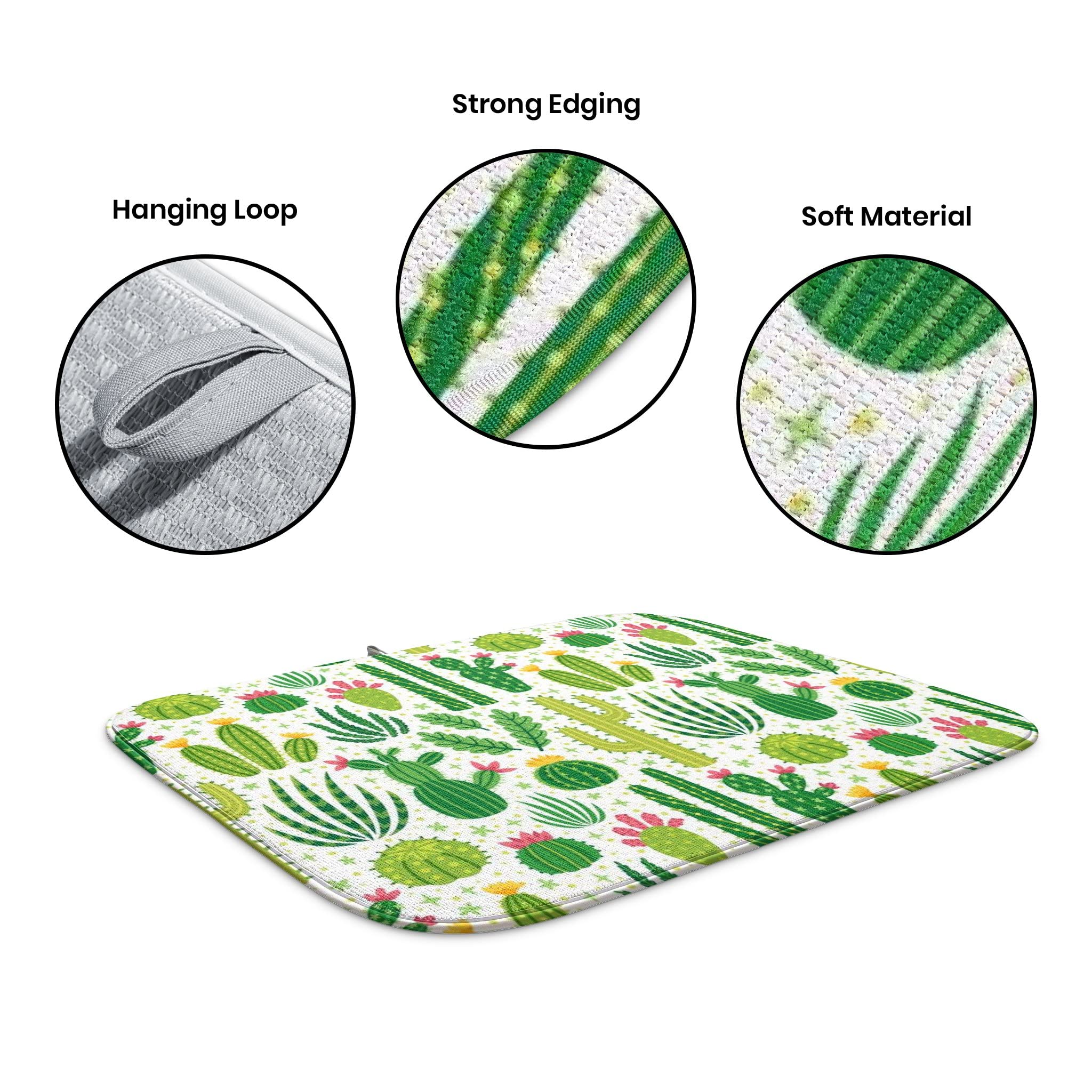 AMASOO Dish Drying Mat Different Cactus Green Cacti Natural 18" x 24" Handable Dish Drying Rack Pad Protecter Dish Drainer Mat for Kitchen Countertops Counter 18x24 inches