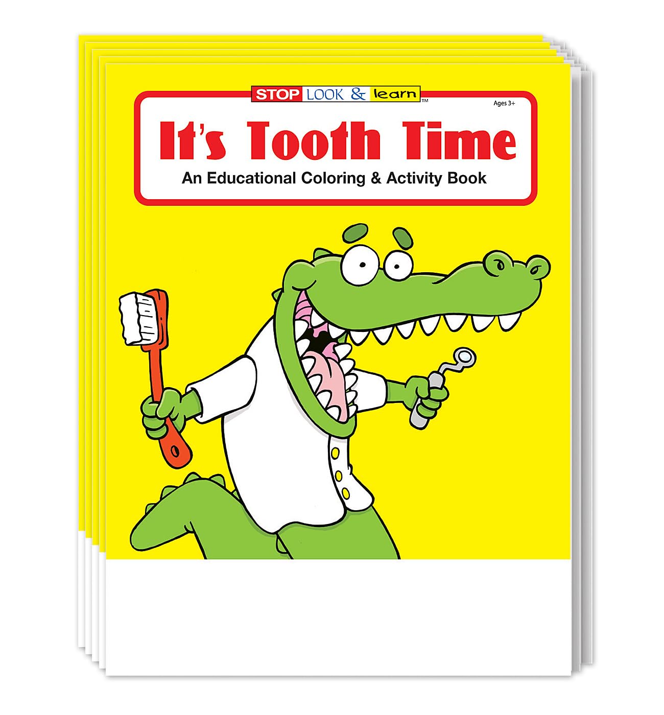ZOCO - It's Tooth Time - Educational Coloring Books for Kids (25 Bulk Pack, Without Crayons) - Dentist Toys for Kids - Dental Office Supplies