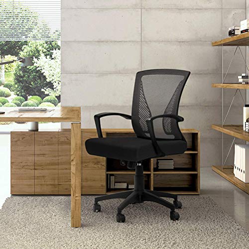 VICTONE Office Chair Home Office Desk Chair Task Mid Back Mesh Chair Ergonomic Swivel Lumbar Support Desk Computer Chair (Black)