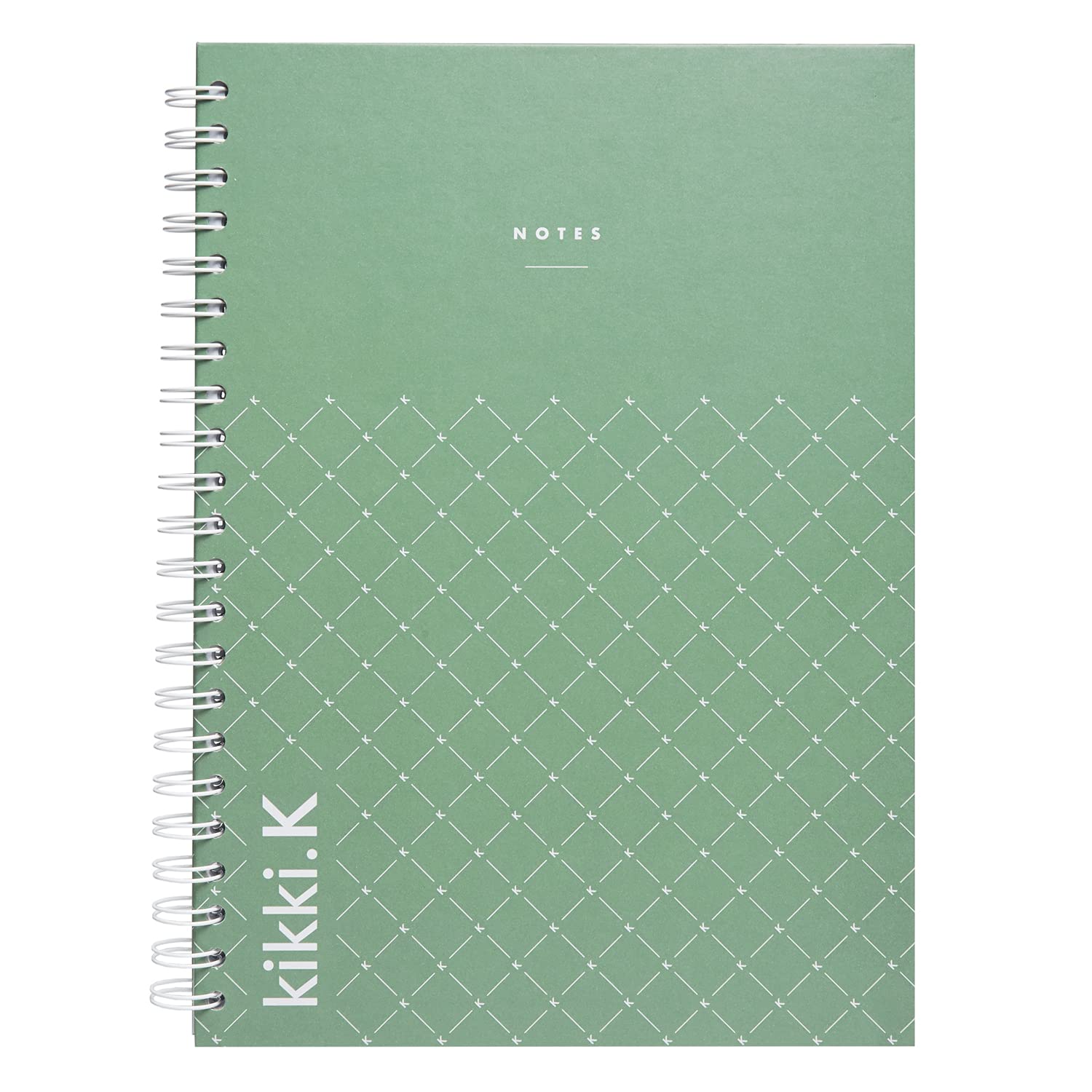 A4 Spiral Coiled Lined Everything Notebook - Thyme: Essentials. 152 Pages of Quality Lined Paper. Subject and Date Headers. Sturdy Hardcover Front and Back Designed by kikki.K