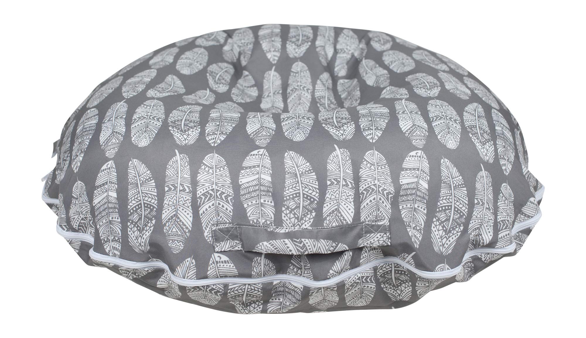 Newborn Lounger Slipcover, Gray White Feather Design, Water Resistant Infant Pillow Cover, Great for Any Mom to Be