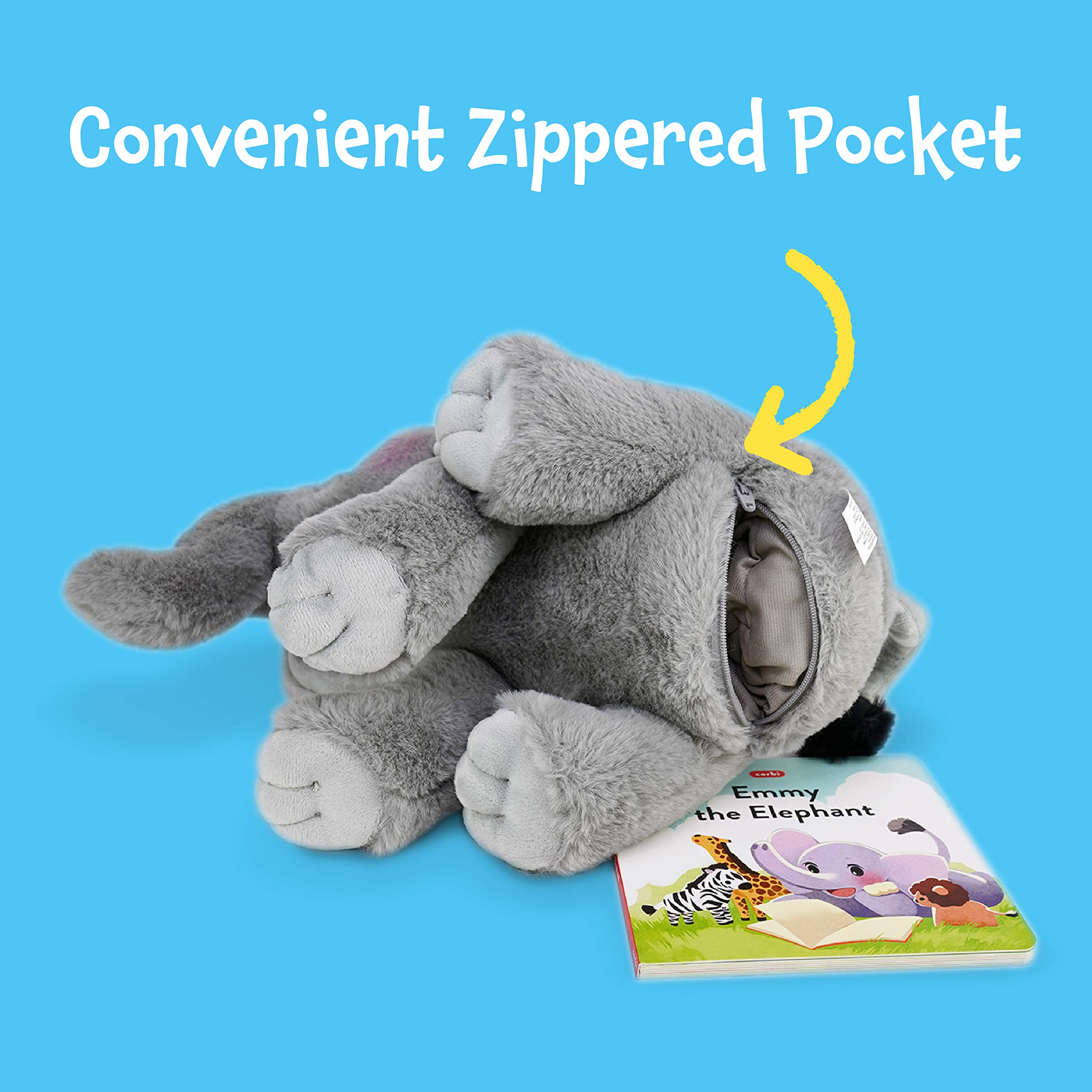 Corbi Emmy The Elephant Plush Toy Hand Puppet with Movable Mouth & Illustrated Board Book - Hand Puppets for Kids & Toddlers Ages 2+