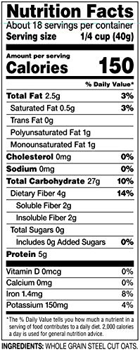 Amazon Brand - Happy Belly Steel Cut Oats, 1.56 pound (Pack of 1)