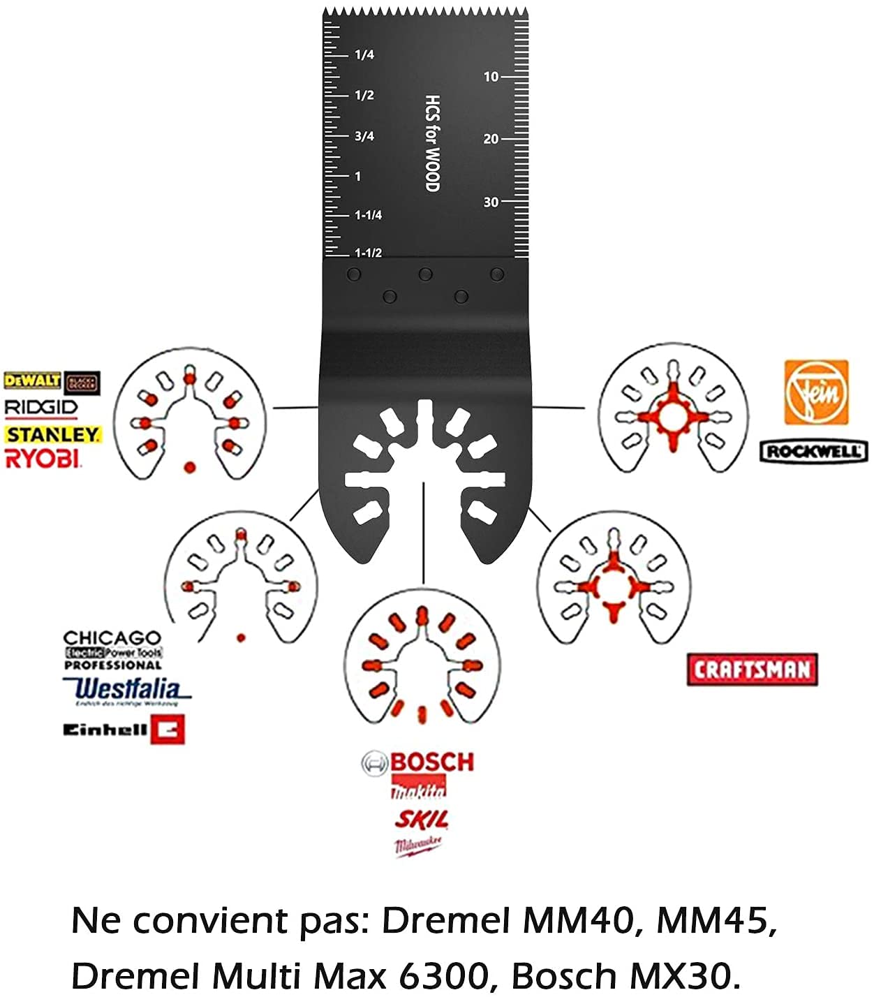 50 Pack Professional Oscillating Saw Blades Upgrade Wood/Bi-Metal Universal Quick Release Multitool Tool Blade Tooth for Bosch, Craftsman, Dremel, Fein, Ridgid, TCH, Makita, Milwaukee, Rockwell