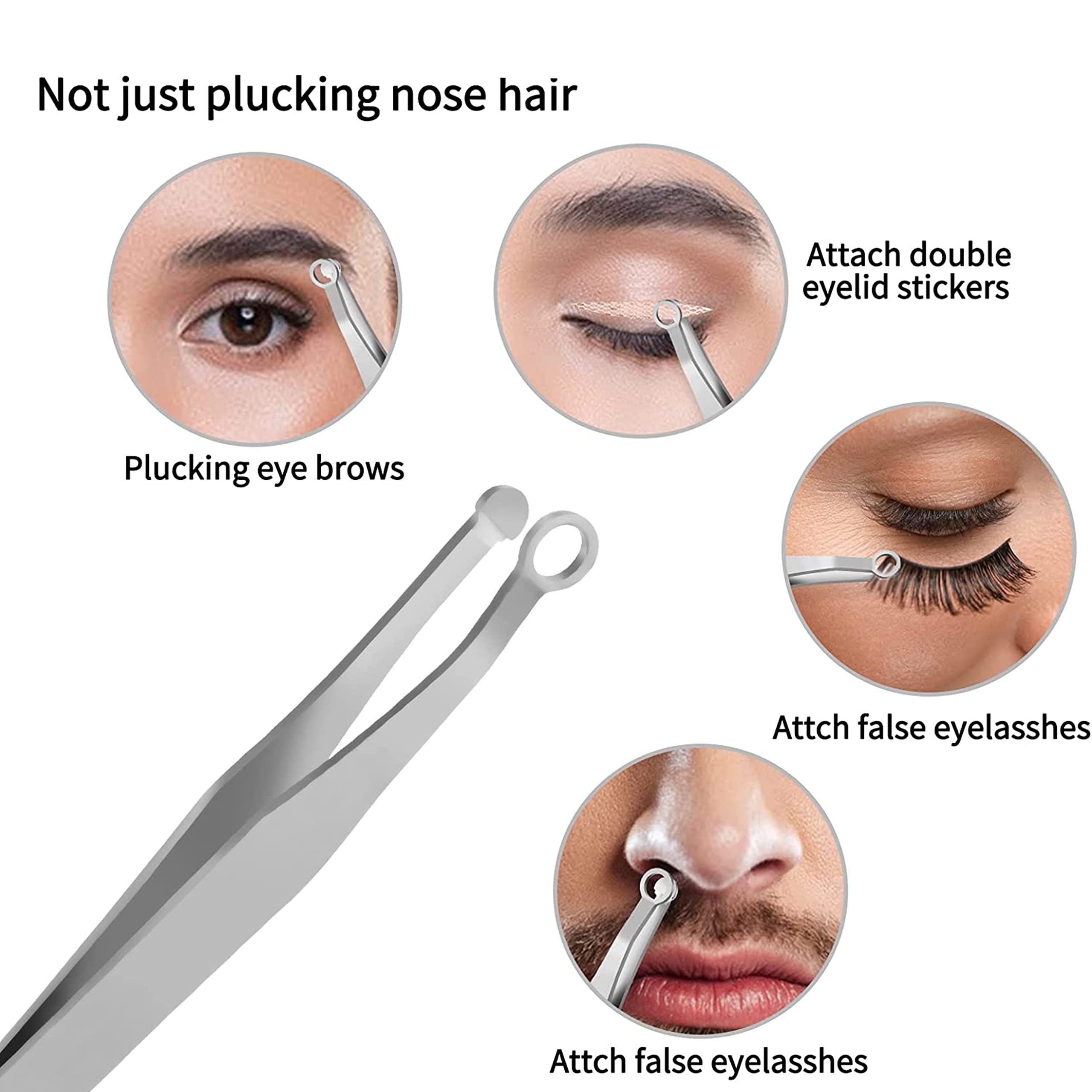 Armiika Nose Hair Clippers, Round-Tipped Stainless Steel Small Scissors, Mini Scissors for Noses, Sideburns, Brow, Body(Silver)