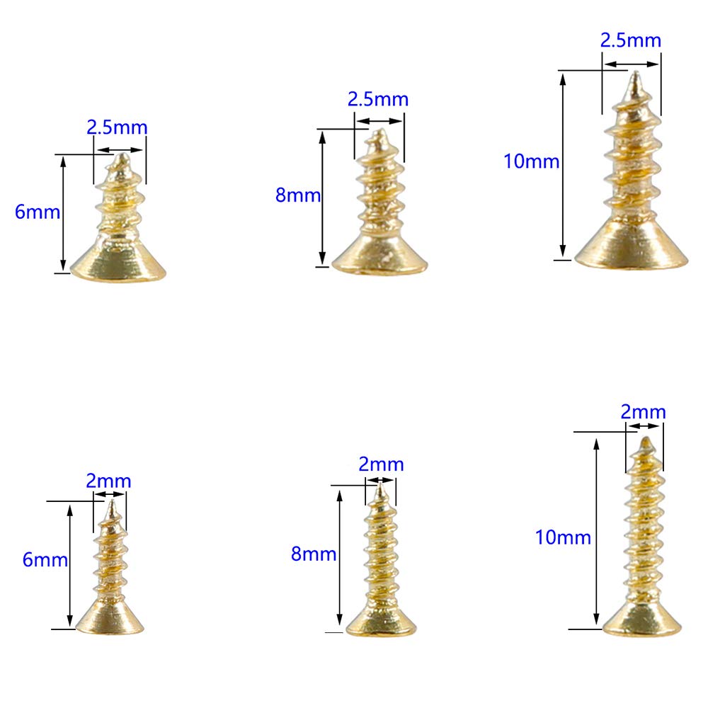 newlng 1200pcs Small Screws Phillips Flat Head Cross Self Tapping Tiny Screw Cabinet Electronic Accessories Screw Multifunctional DIY Micro Woodworking Mini Screw Set Gold