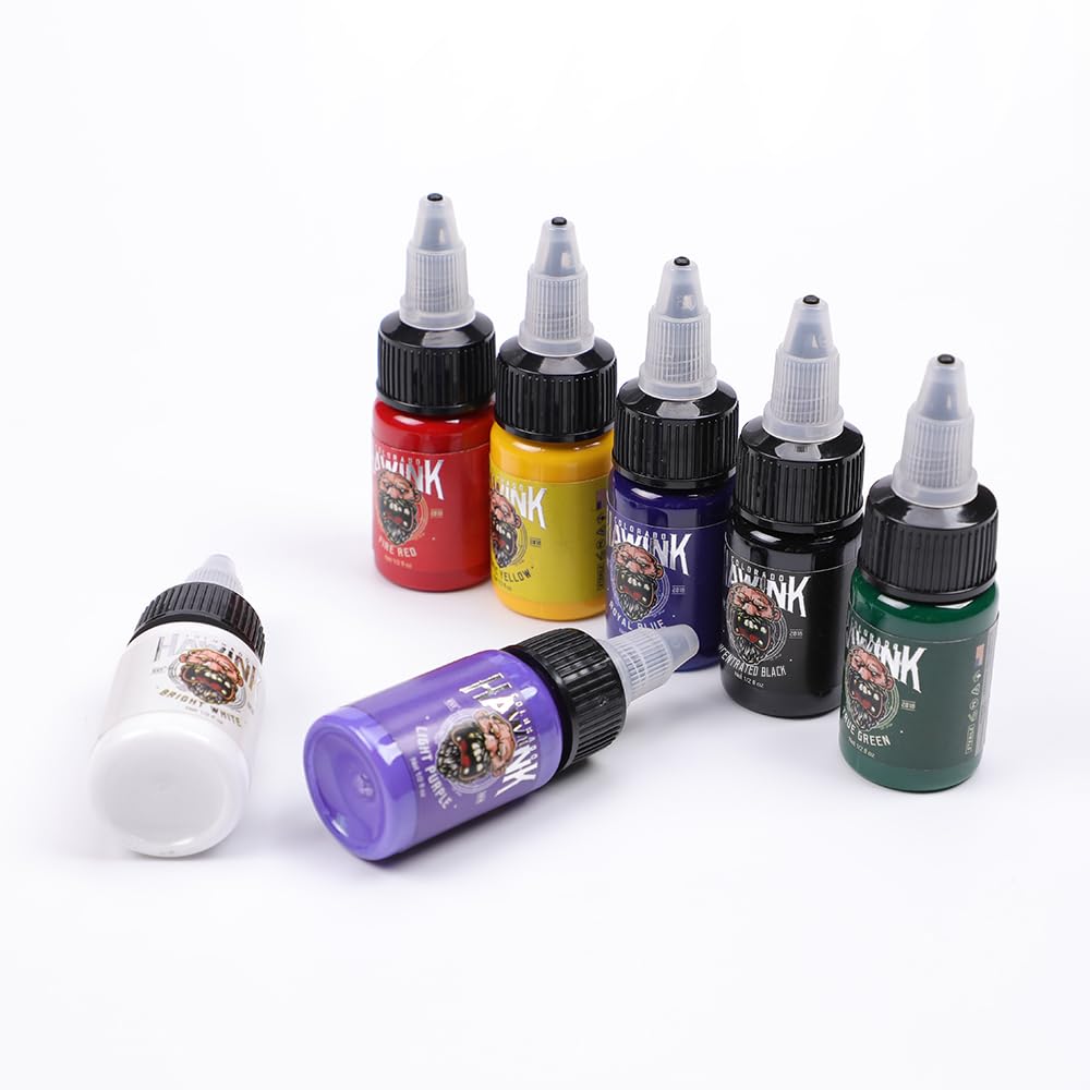 HAWINK Tattoo Ink Set 1/2oz (15ml) Tattoo Supply Ink USA 7 Colors Pigment Kit TI203-15-7