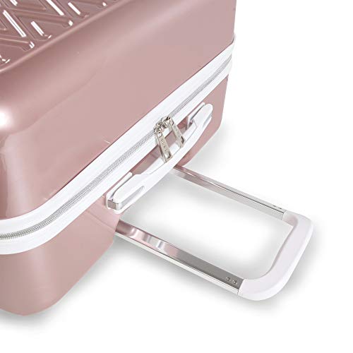 BEBE Women's Luggage Stella 29" Hardside Check in Spinner, Telescoping Handles, Rose Gold, One Size
