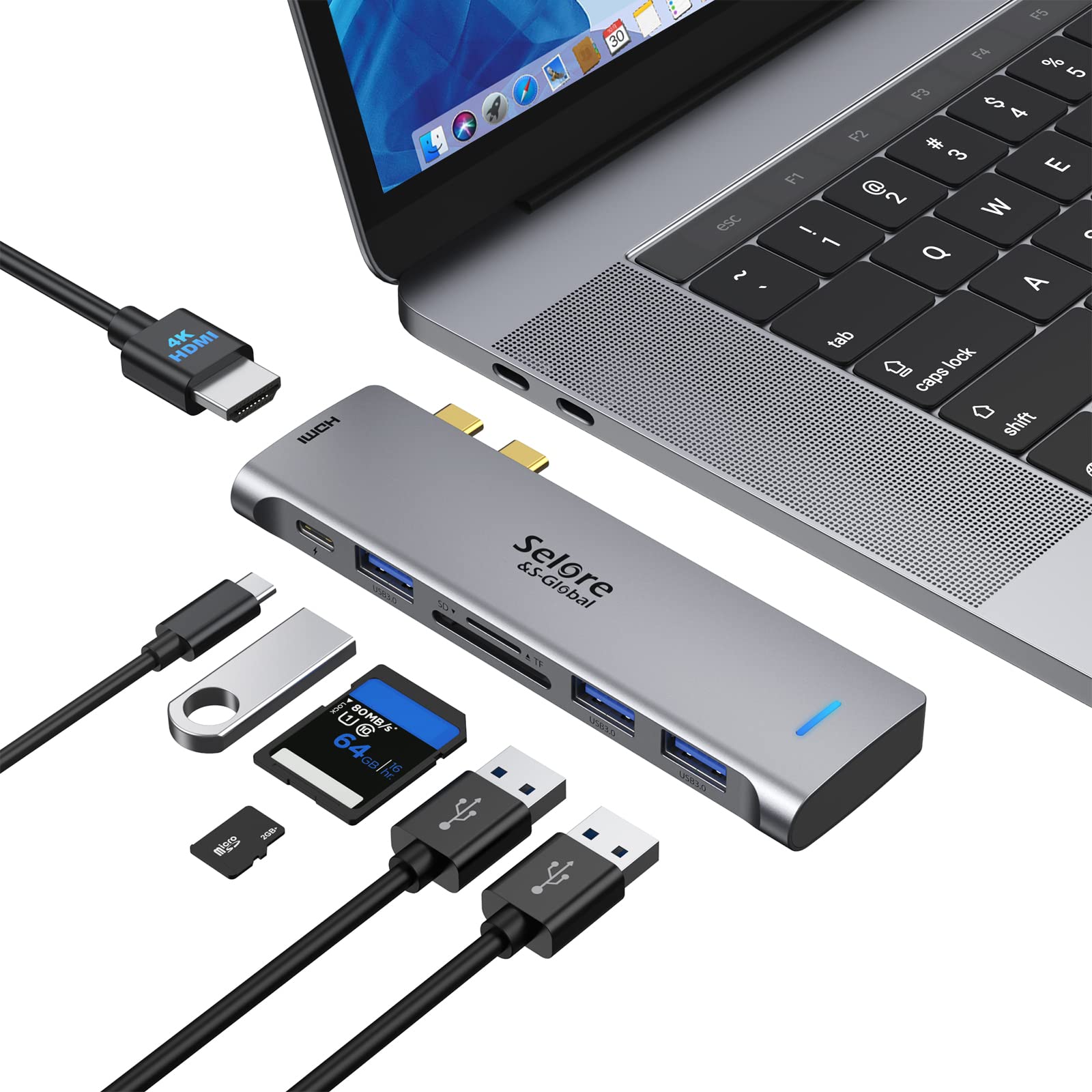 7 in 1 USB C Adapter for MacBook Pro Adapter+9-in-2 MacBook Pro Docking Station