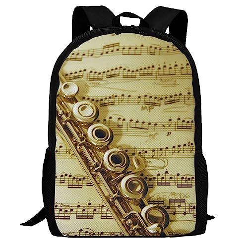 BAFAFA Flute Music Printed Large Backpack Travel Bag Business Work Daypack Laptop Backpacks