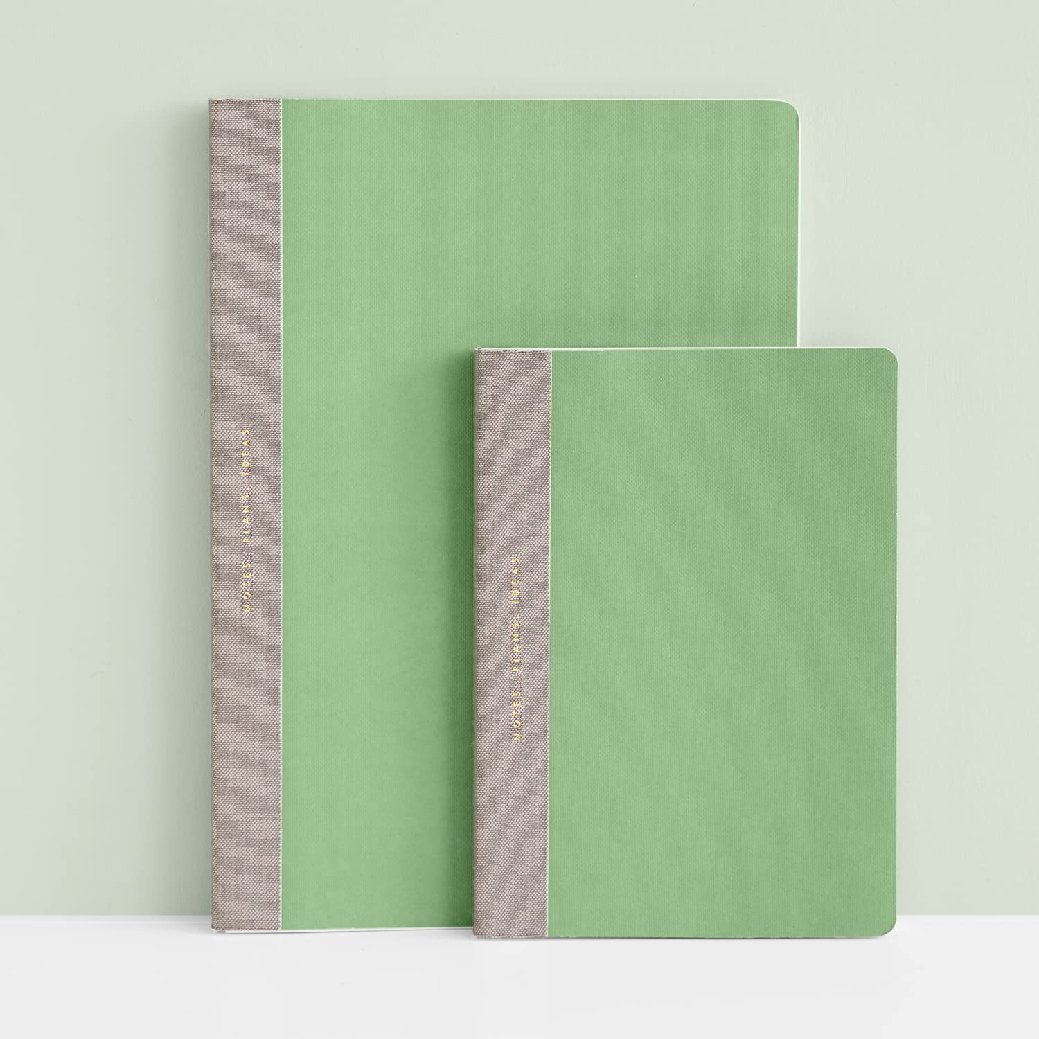 A5 Lined Notebook - Thyme: Essentials. 152 Pages of Quality Lined Textured Paper. Fits A5 Leather Items. Fabric Spine and Gold Foil Detailing by kikki.K