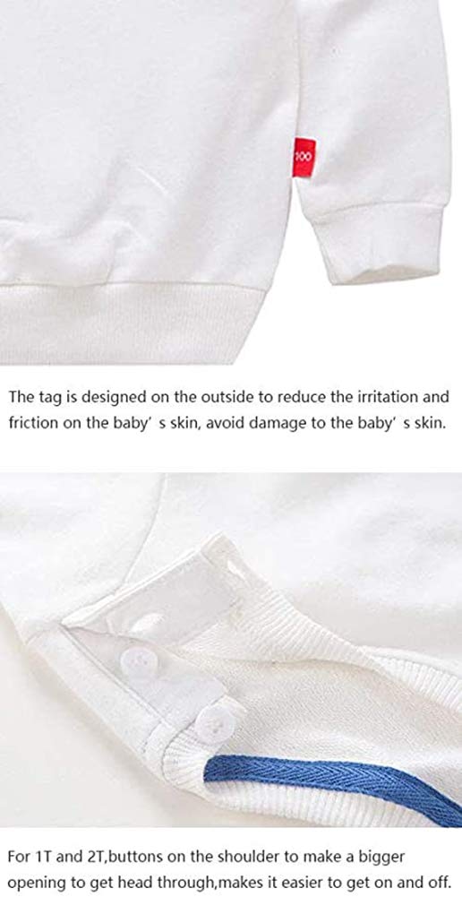 HAXICO Unisex Kids Solid Cotton Pullover Sweatshirt T-Shirt Toddler Baby Boys Girls Crewneck Long Sleeve T-Shirt Tops Blouse White, 2T