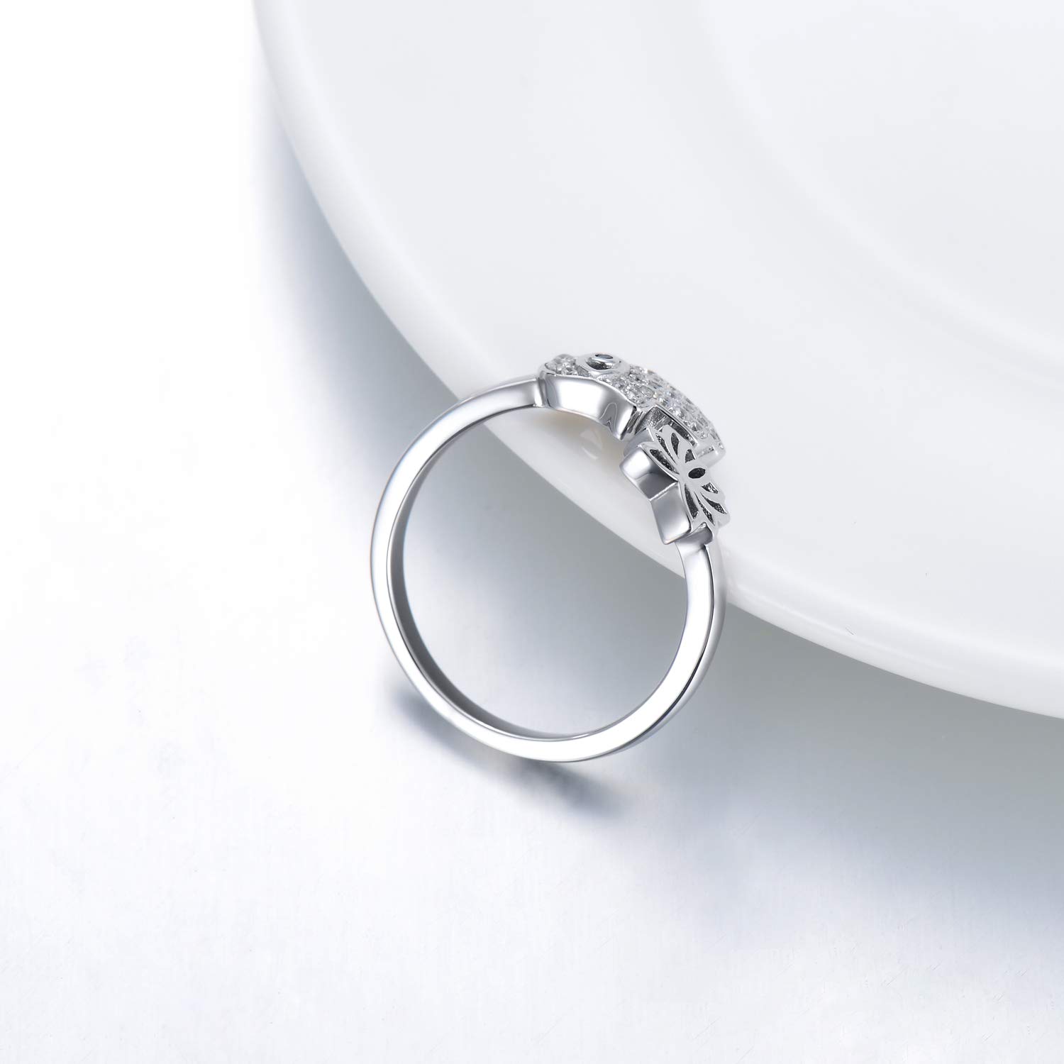 925 Sterling Silver Hamsa Hand of Fatima & Lotus Ring Evil Eye Adjustable Open Ring Jewelry Gift for Women (10)