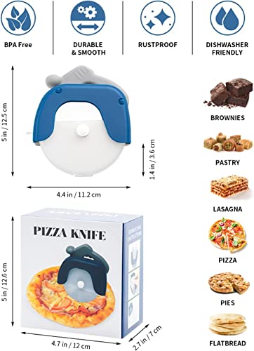 Fat-Cat Pizza Cutter Wheel, Super Sharp Pizza Slicer with Protective Blade Guard for Pizza, Pies, Waffles and Dough Cookies, Easy to Use and Clean (Blue)