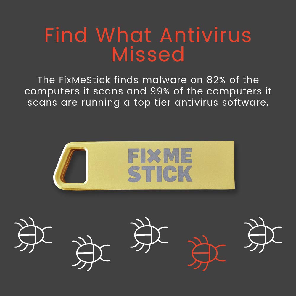 FixMeStick Gold Computer Virus Removal Stick for Windows PCs - Unlimited Use on Up to 5 Laptops or Desktops for 2 Years - Works with Your Antivirus
