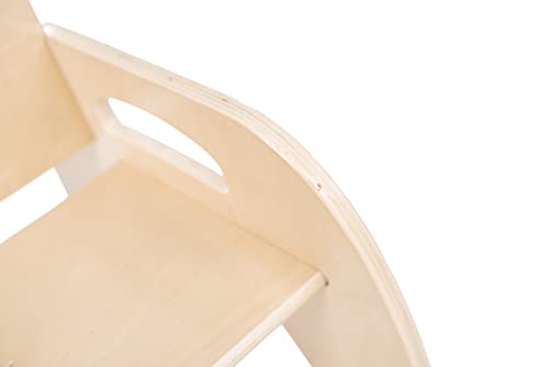 Foundations Simple Sitter Low 13” Feeding Chair, Wide “No Tip” Base, Adjustable Safety Harness, Food Service Grade Finish, Easy to Clean, Sturdy Baltic Plywood (Natural)