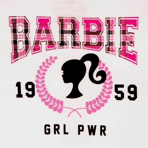 Barbie Girls Short Sleeve T-Shirt 2-Pack, Logo Girl Power Short Sleeve Tees 2 Pack Bundle Set for Girls (Size 6/6X, White/Black)