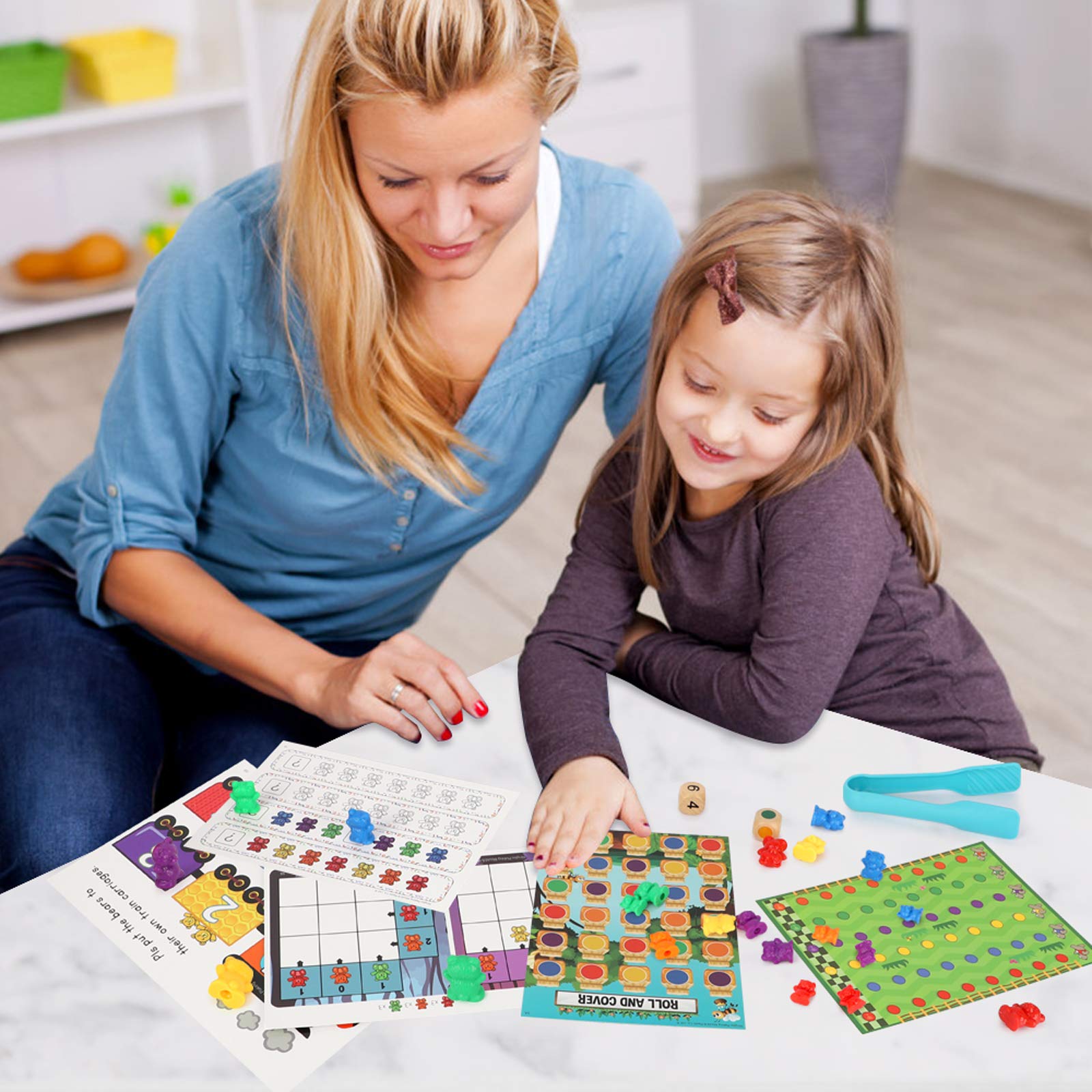 Counting Bears with Matching Sorting Cups,Rainbow Bear Counters with Activity Cards and Storage Box,Montessori Educational Counting and Sorting Toys,Fun Math Manipulative for Preschool Learning