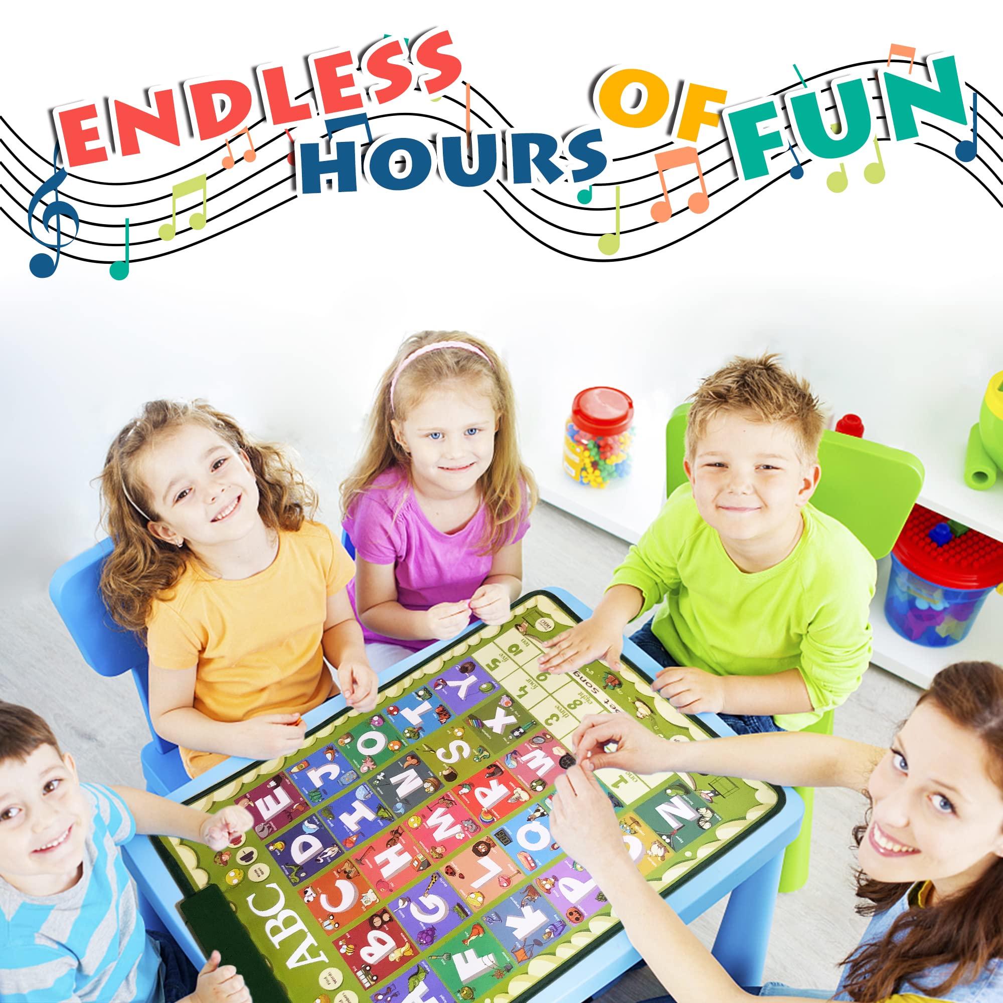 AMINFUN 100 Words Wall Chart Talking Poster, 100 Words Spelling & ABC & 123 & Music, Early Learning Electronic Toys, Great Preschool Educational Gifts for Toddlers Boys & Girls