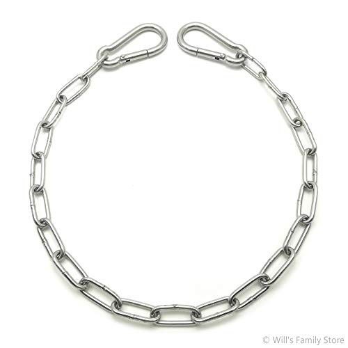 Will's Family Store 20 inch Stainless Steel Barn Chain with Carabiner for Livestock Gate Latch 2 Pack