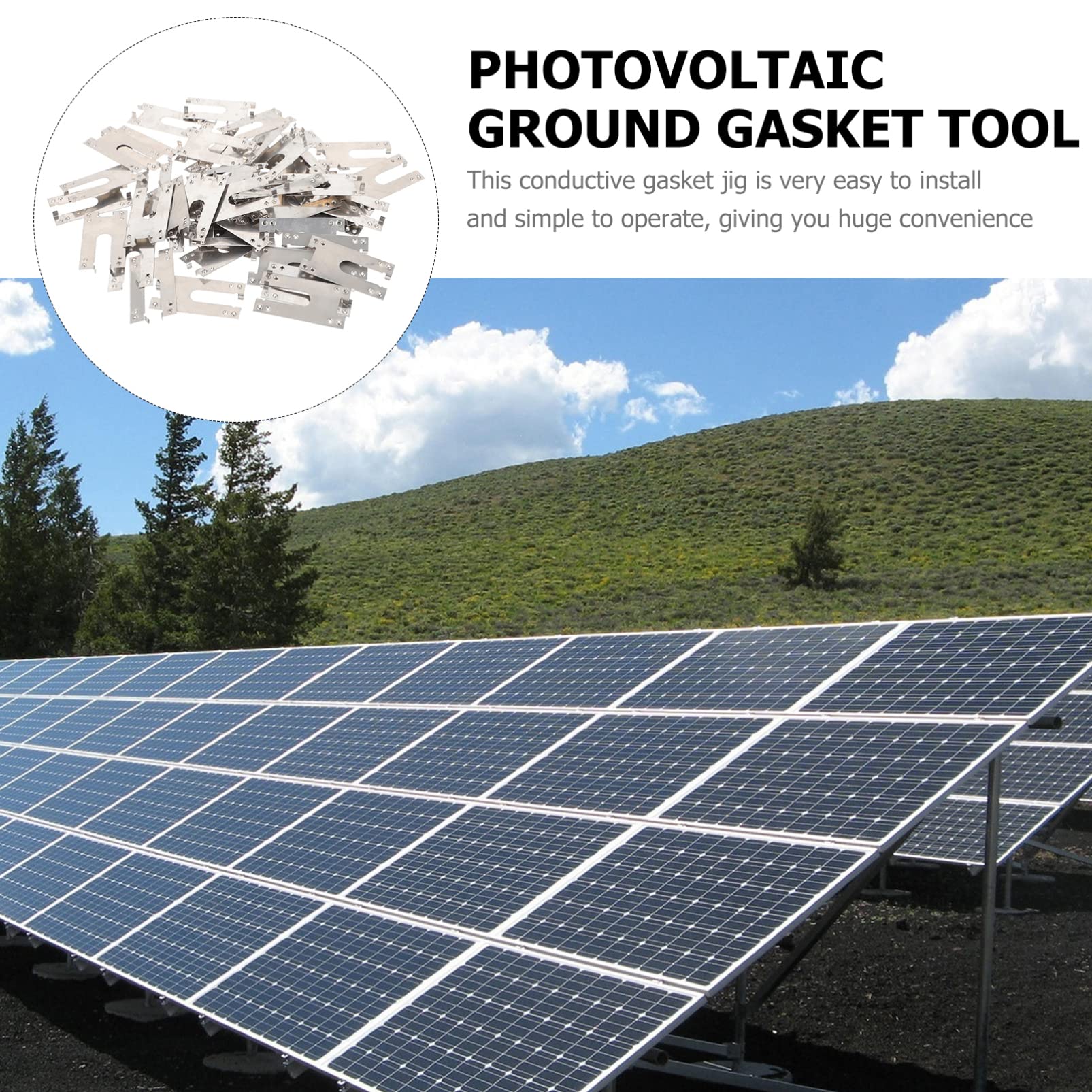 Angoily Solar Panel With Frame PV Grounding Clip Washer Spacer Stainless Steel Photovoltaic Ground Gasket Photovoltaic Rack Conductive Gasket 5mm 50pcs