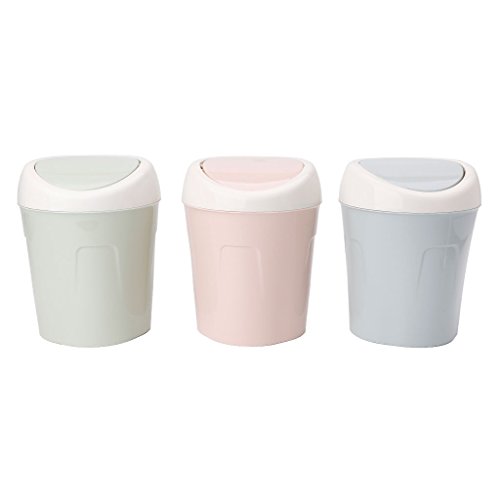 Beerty Mini Desktop Garbage Can Waste Basket Lightweight Trash Can with Lid Dustbin Container Box for Home Office Kitchen(Green)