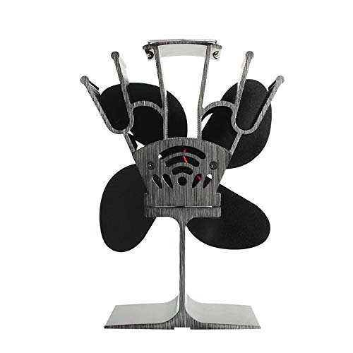 Cheffort Fireplace Fan Heat Powered Stove Fan 4 Blade Wood Stove Fans Aluminium Silent Eco-friendly for Wood Log Burner Fireplace